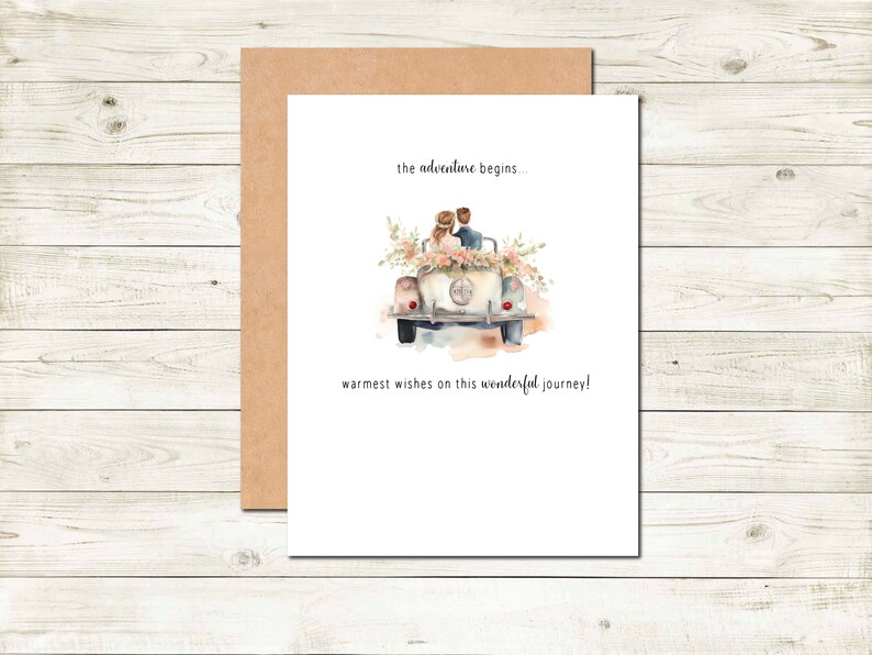 Wedding Card Newly Wed Card for Couple on Wedding Day With Vintage Car ...