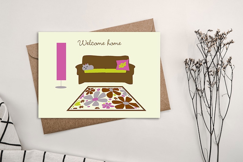 Printable Welcome Home Card Instant Digital New Home Cozy Couch New ...