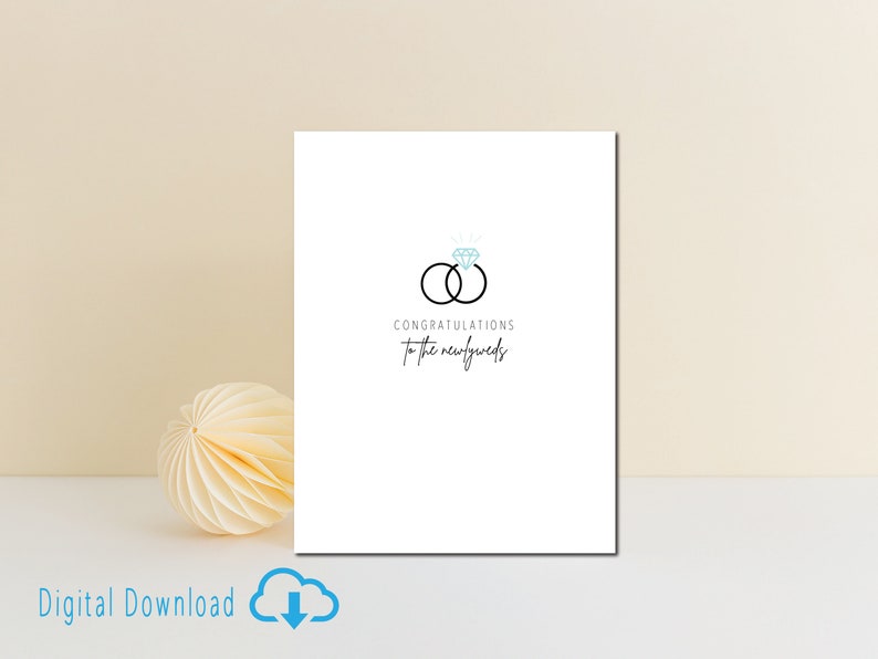 Printable Wedding Congratulations Card Digital Download Card for Couple ...