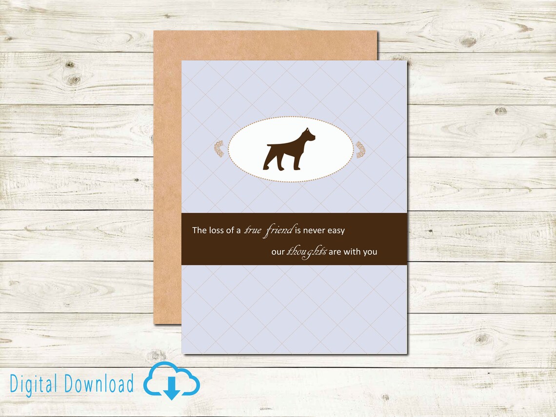 Printable Pet Sympathy Card With Boxer Dog Silhouette – Loss of a True ...