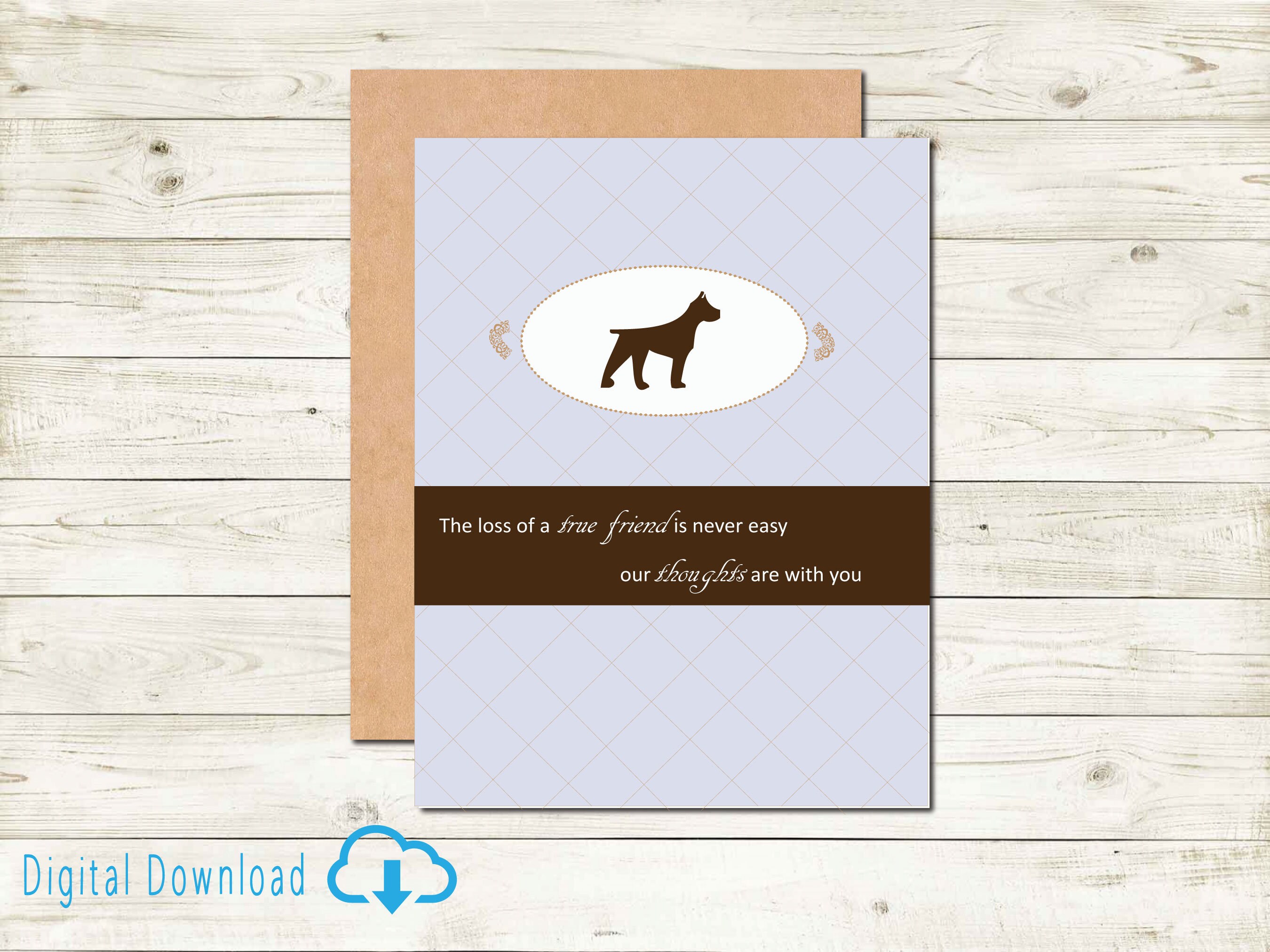 Printable Pet Sympathy Card With Boxer Dog Silhouette – Loss of a True ...