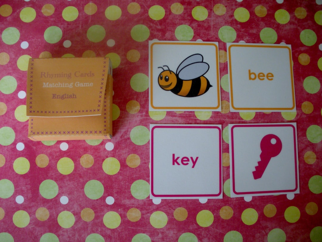 Printable Set of 40 English Rhyming Cards - Matching Game for Primary ...