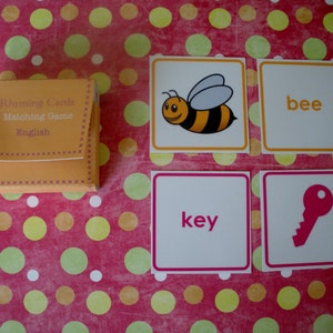 Printable Set of 40 English Rhyming Cards - Matching Game for Primary ...