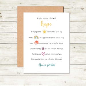 A Card of Hope Note for You Filled With Hope Card for Friend Support ...