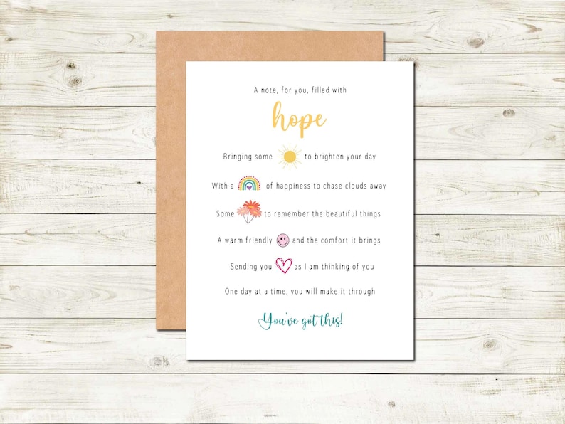 A Card of Hope Note for You Filled With Hope Card for Friend Support ...