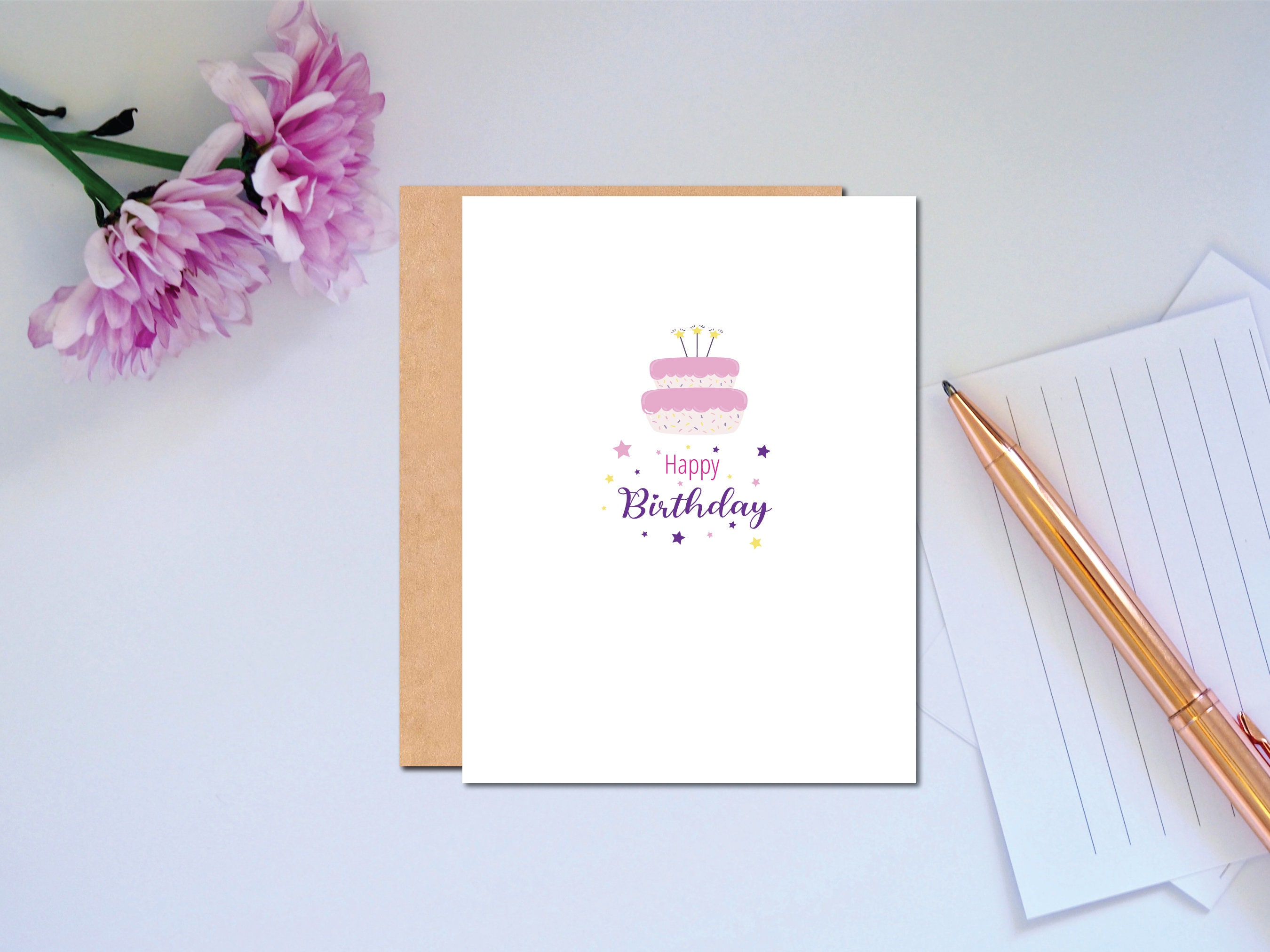 Printable Happy Birthday Cake Card Digital Download Birthday - Etsy