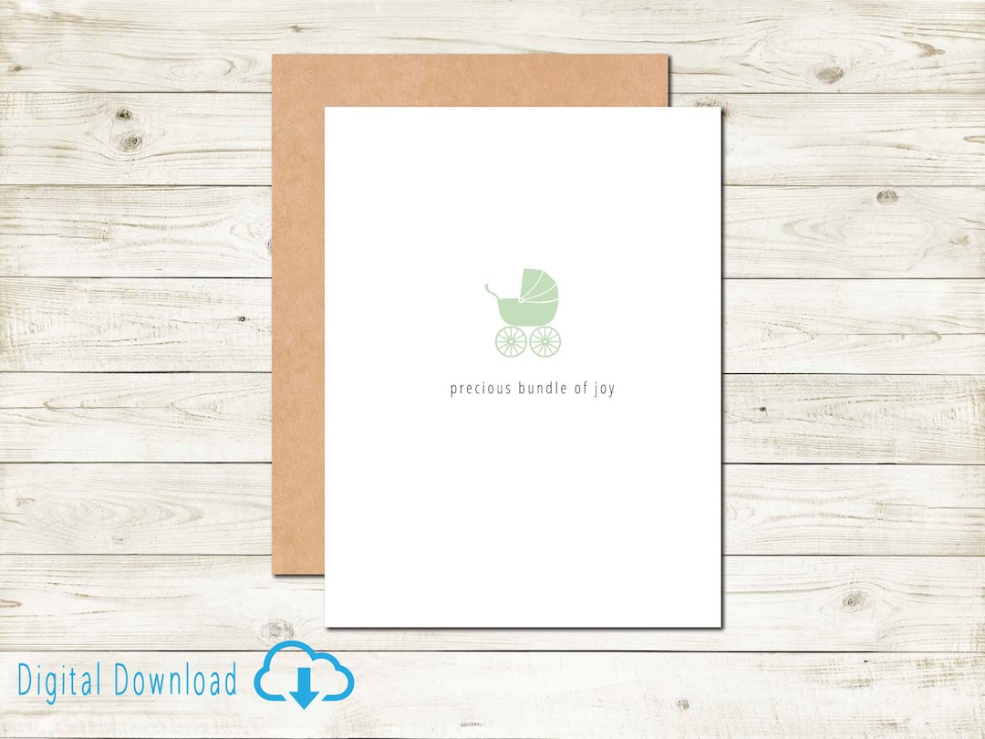 Printable New Baby Card Precious Bundle of Joy Baby Congratulations ...