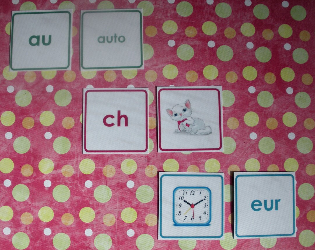 French Sound Blend Flash Cards Set of 48 Phonemes Matching Game Digital ...