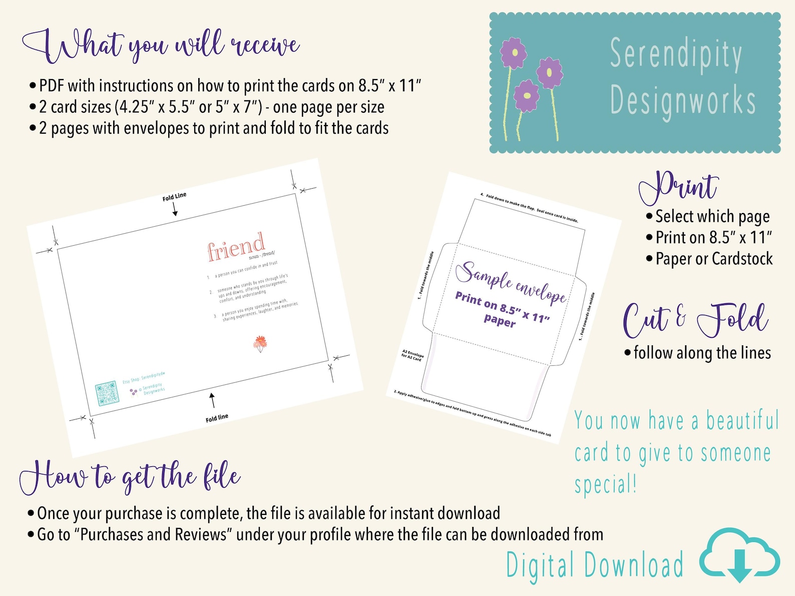 Printable Definition of Friend Card to Celebrate Friendship With Your ...