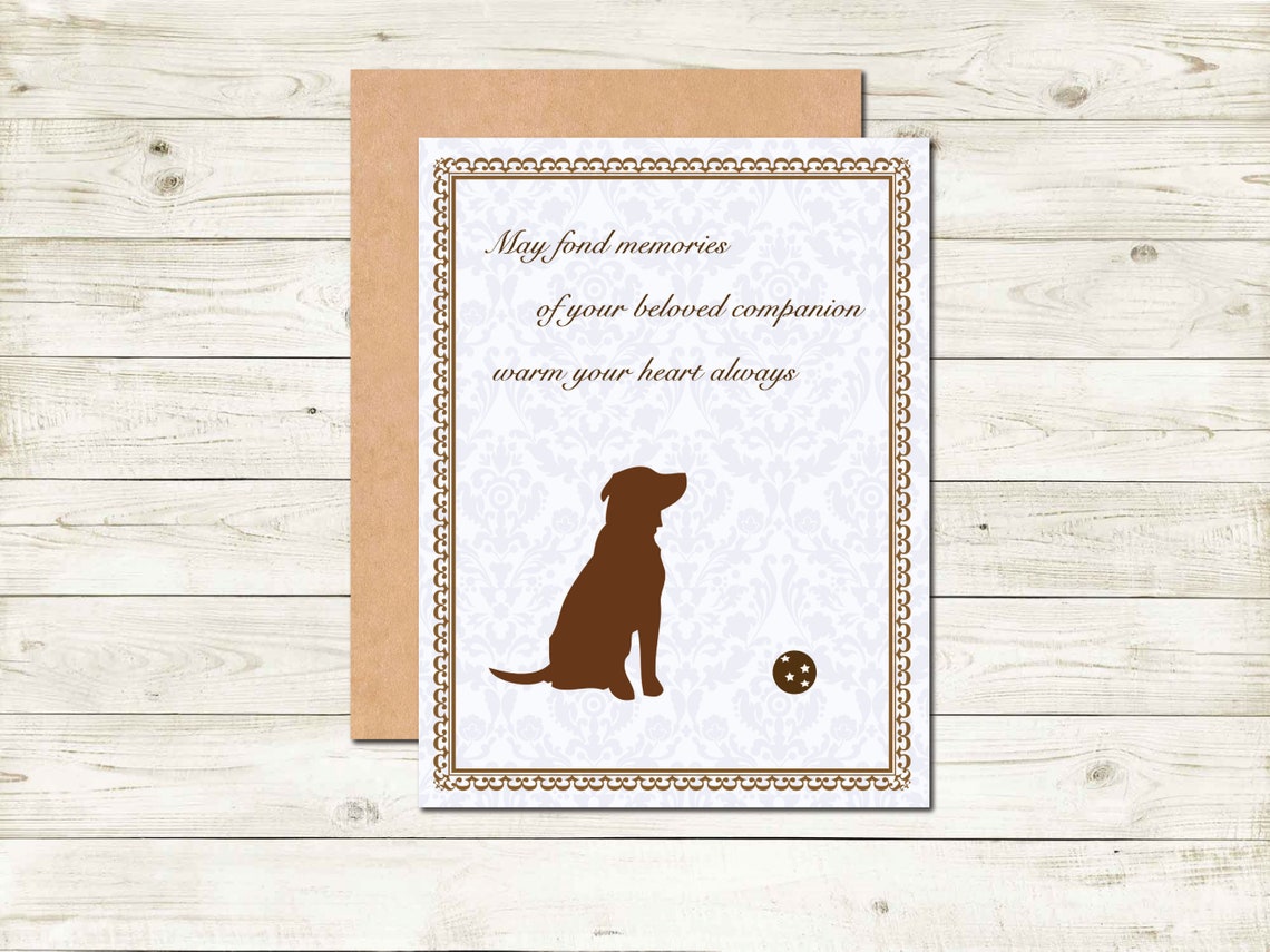 Dog Pet Sympathy Card Loss of Pet Condolences for Loss of Dog ...