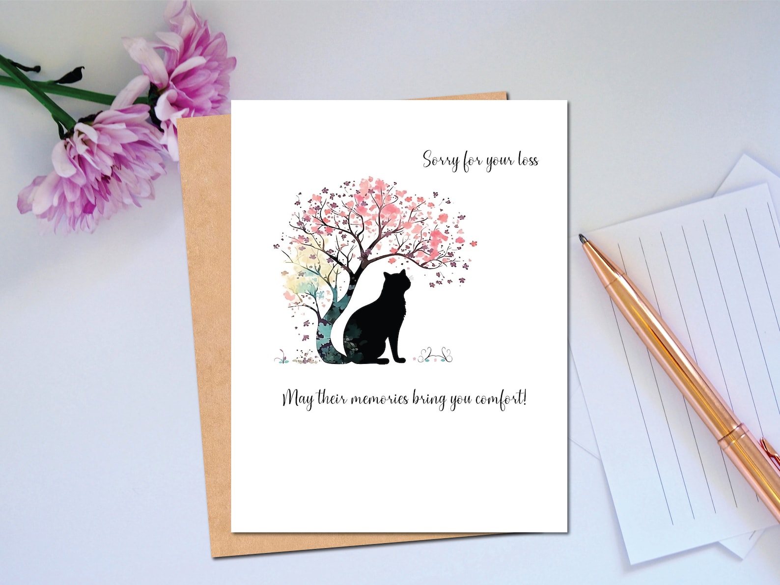 Pet Sympathy Card Cat Loss of Pet Condolences for Loss of Cat ...