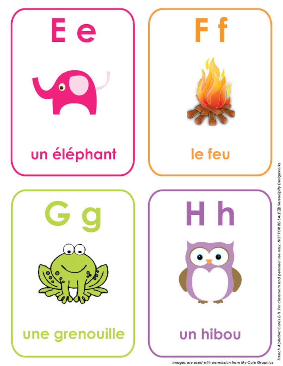 French Alphabet Flash Cards - A-Z | Educational | Pre-school | Digital ...