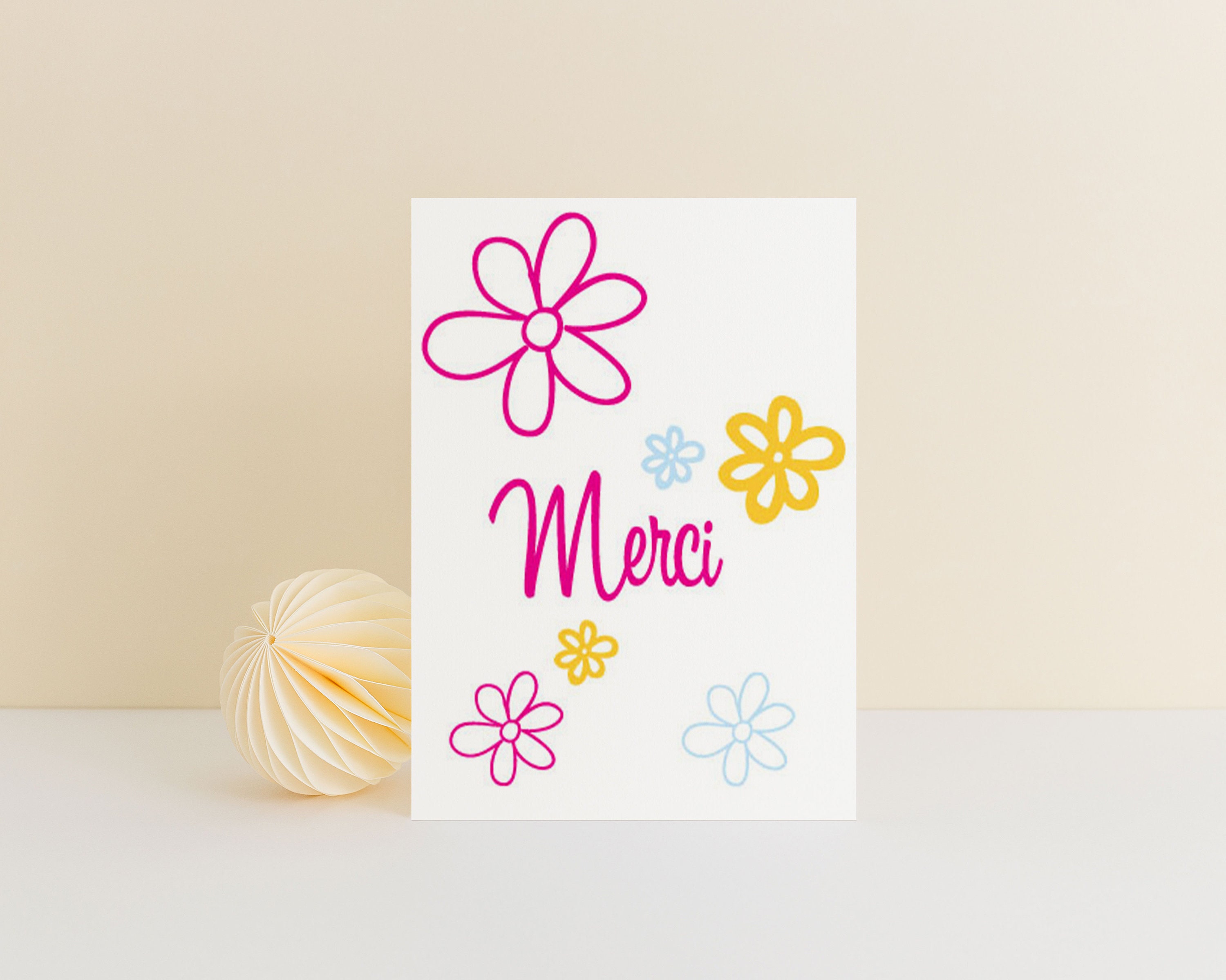 Printable French Thank You Card Merci Digital Download Card Thank-you ...