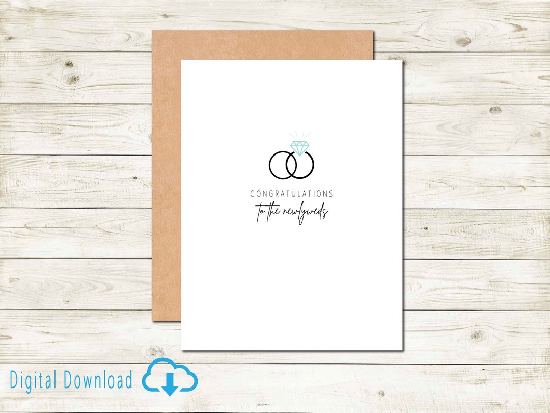 Printable Wedding Congratulations Card Digital Download Card for Couple ...