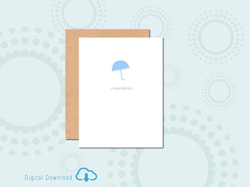 Printable New Baby Card Boy Blue Umbrella Baby Shower Card Baby ...
