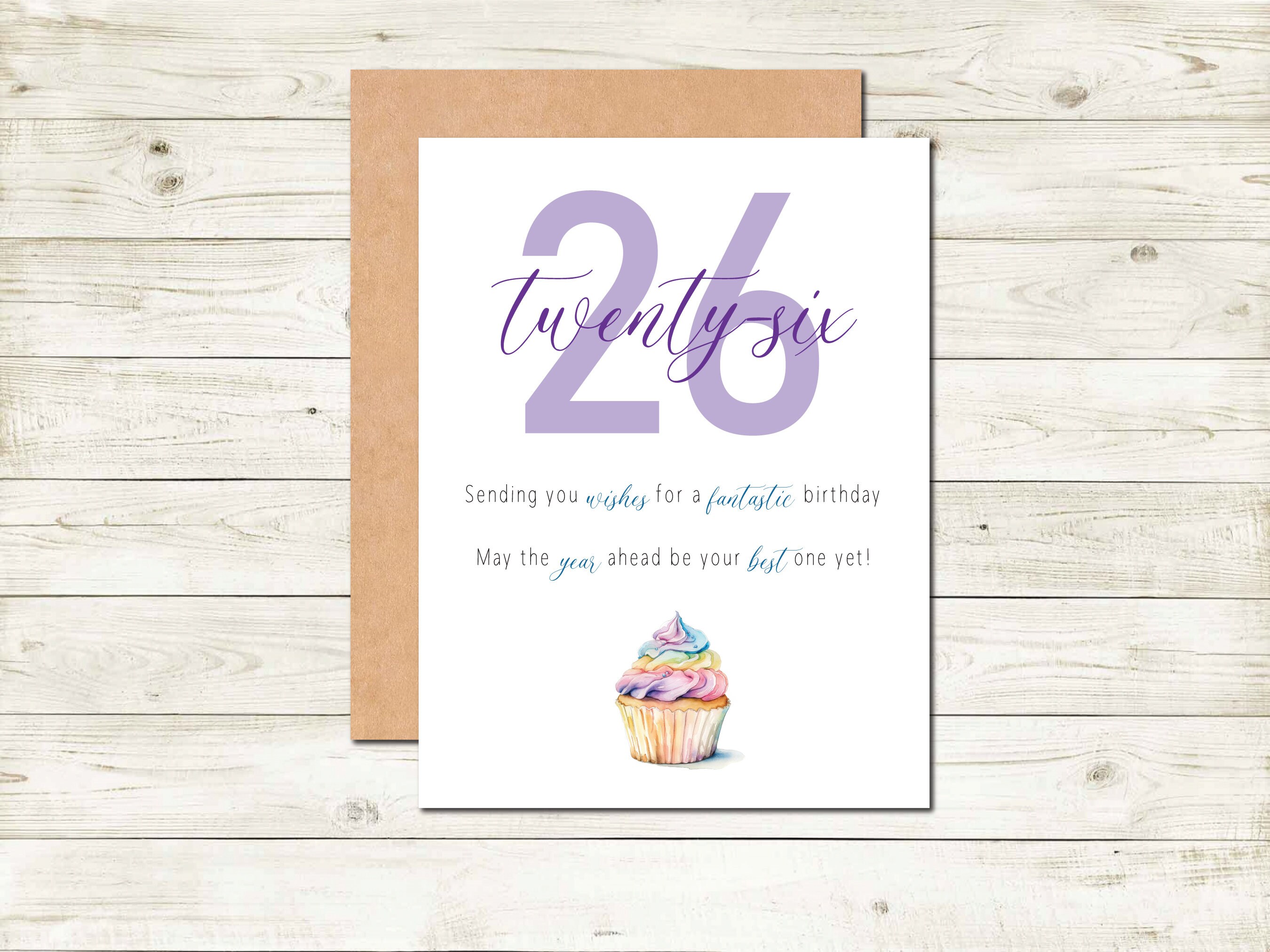 26th Happy Birthday Cupcake Birthday Card for Friend to Send Birthday ...