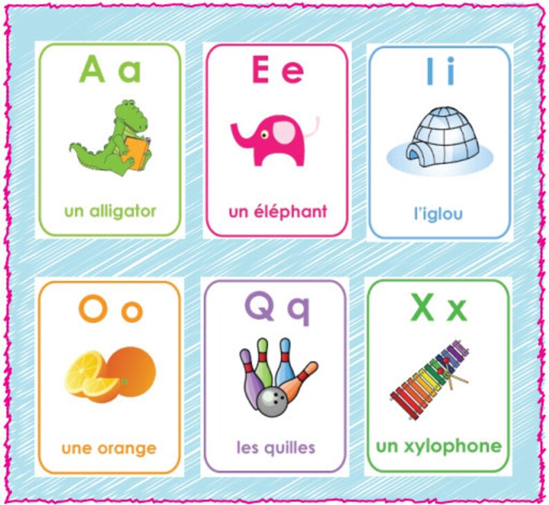 Printable French Alphabet Flash Cards A Z Etsy Printable French Alphabet Flash Cards A Z Etsy