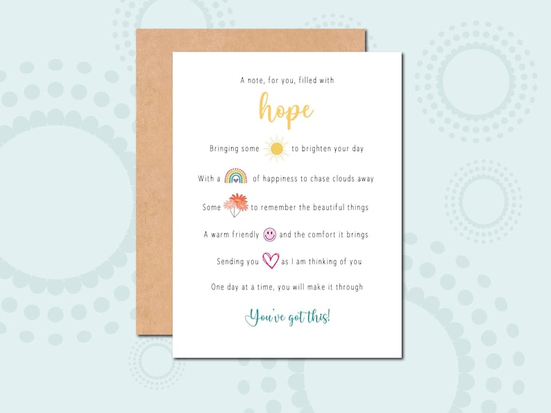 A Card of Hope Note for You Filled With Hope Card for Friend Support ...