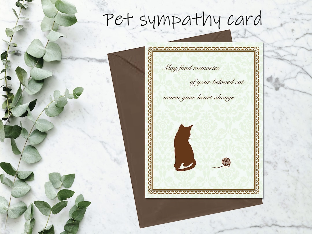 Cat Pet Sympathy Card Loss of Pet Condolences for Loss of Cat ...