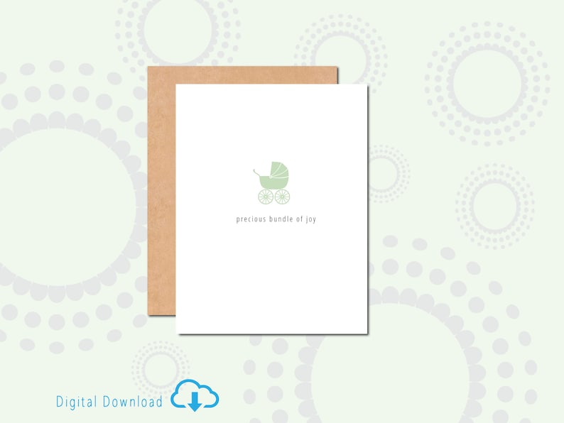 Printable New Baby Card Precious Bundle of Joy Baby Congratulations ...