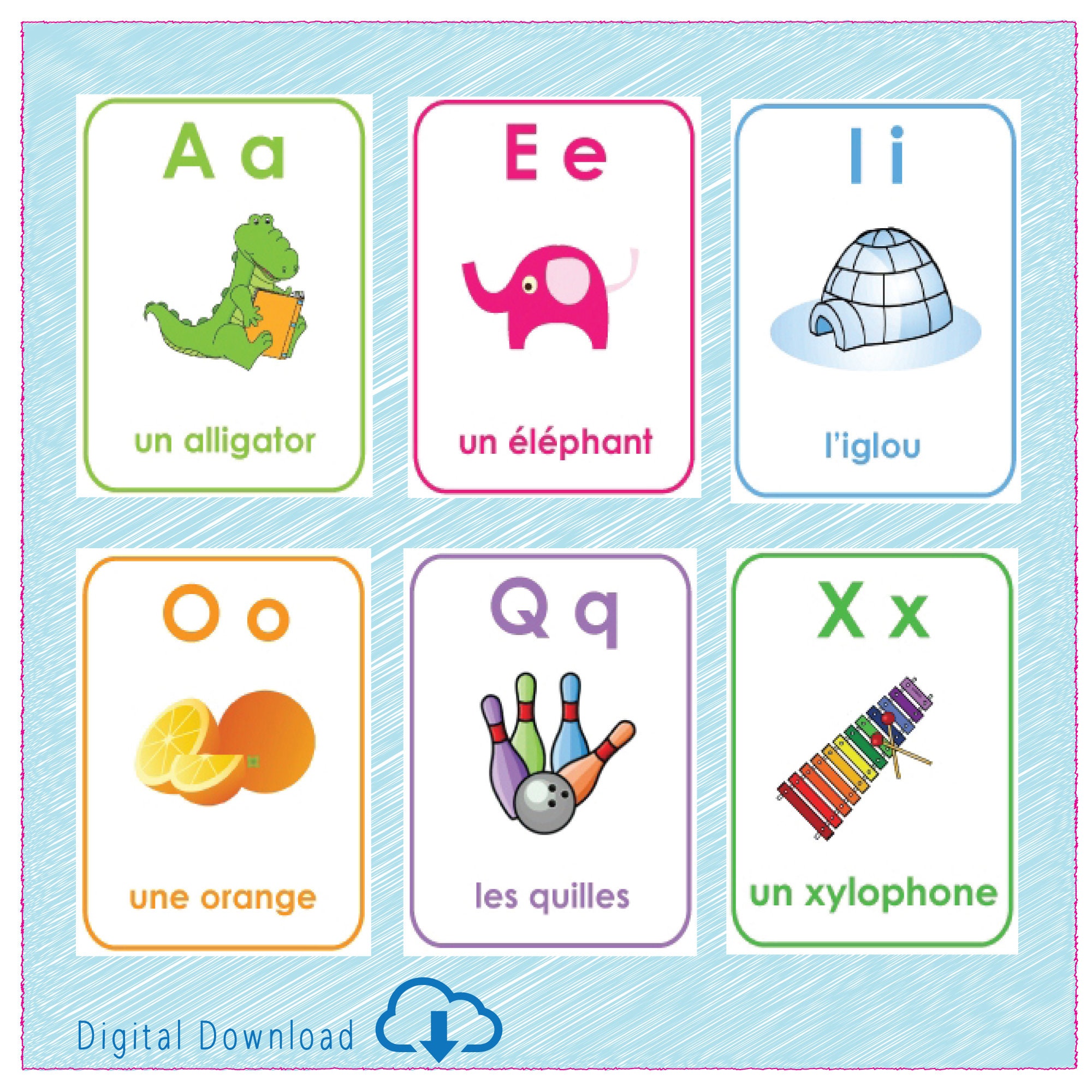 French Alphabet Flash Cards A-Z Digital Download and Printable From ...