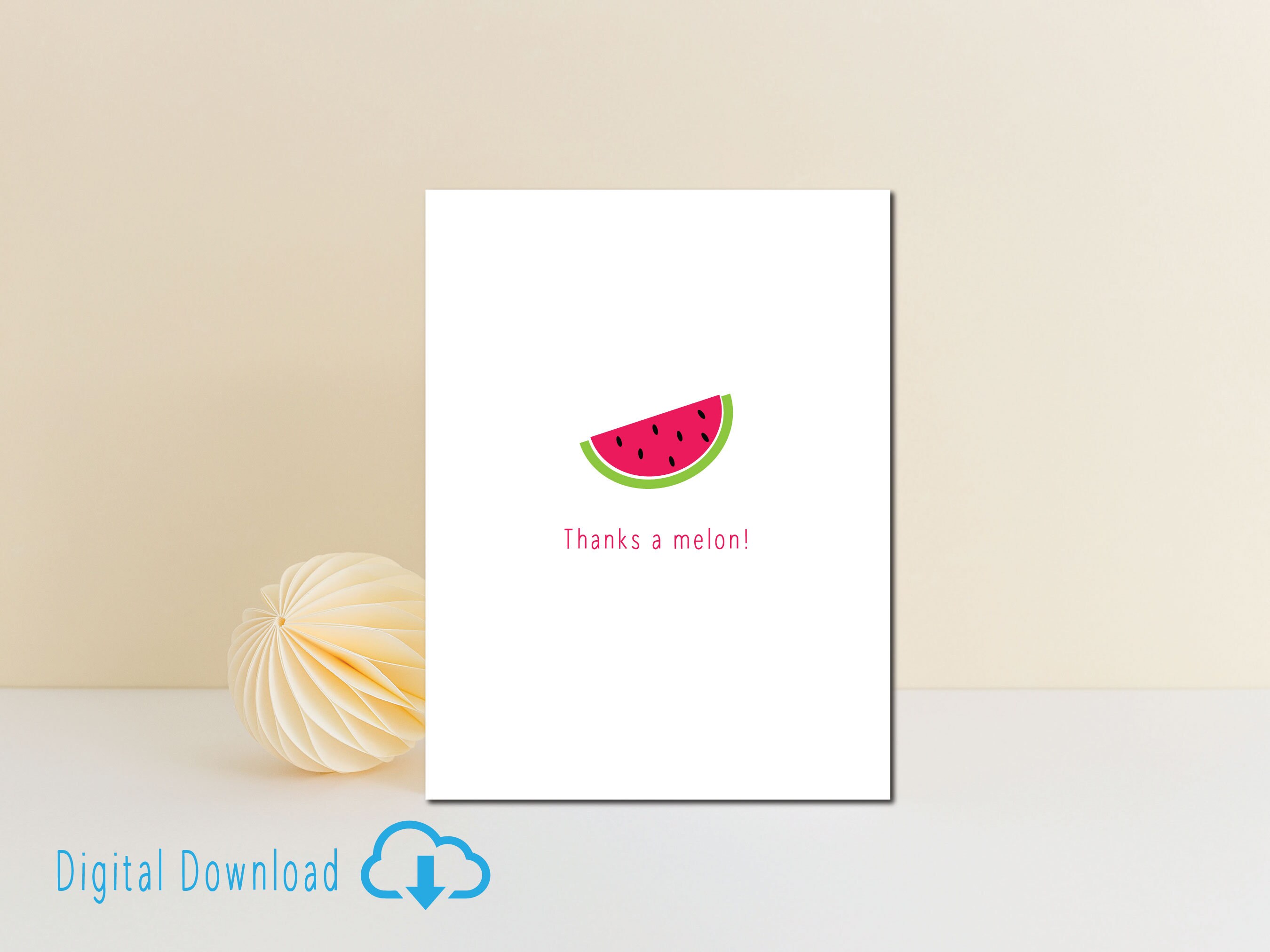Printable Thank-you Card Watermelon Digital Download Card With Thanks a ...