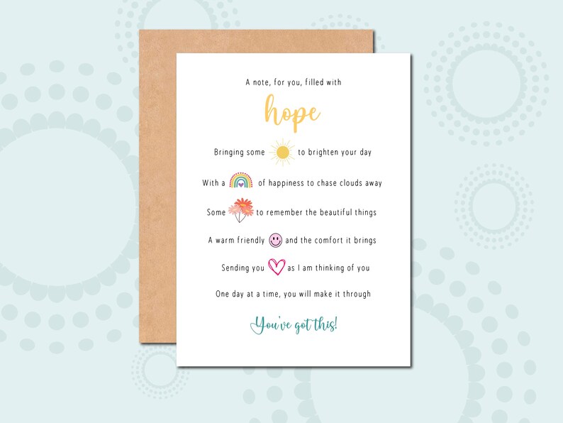 A Card of Hope Note for You Filled With Hope Card for Friend Support ...