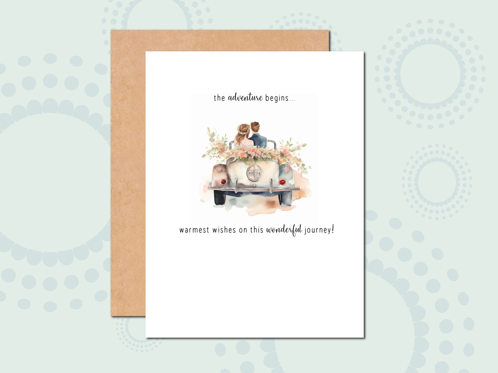 Wedding Card Newly Wed Card for Couple on Wedding Day With Vintage Car ...