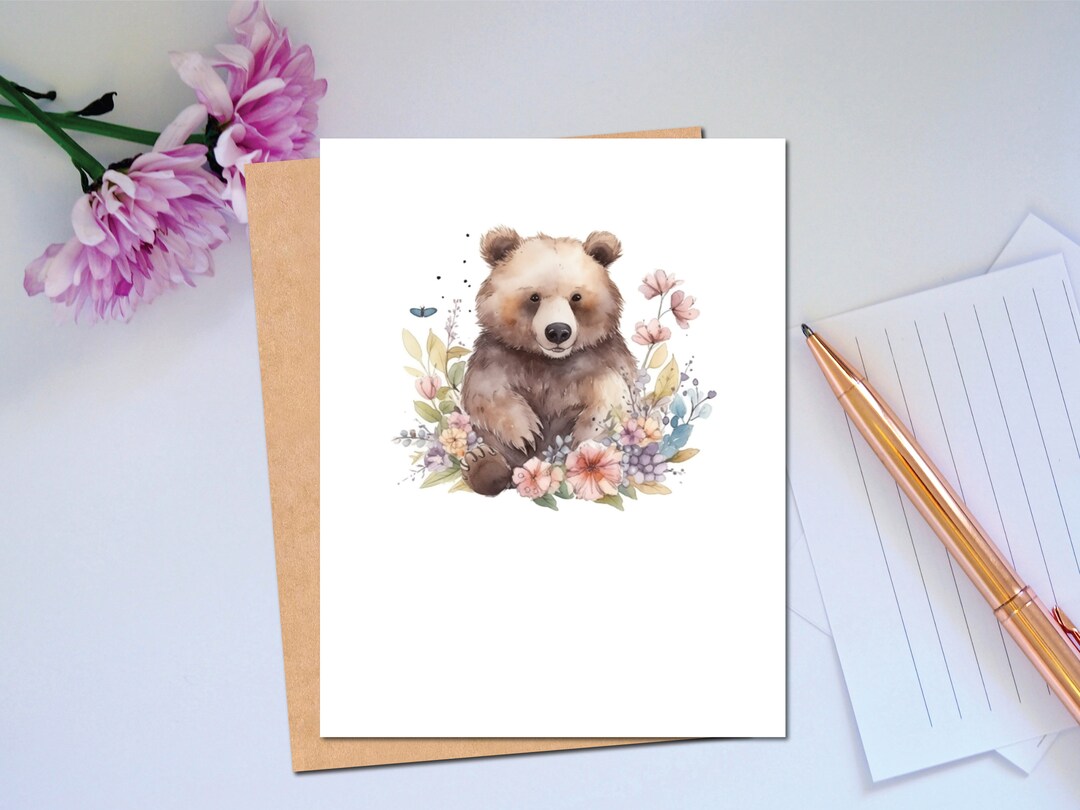 Woodland Series Little Bear Card Everyday Note Card for Any Occasion ...