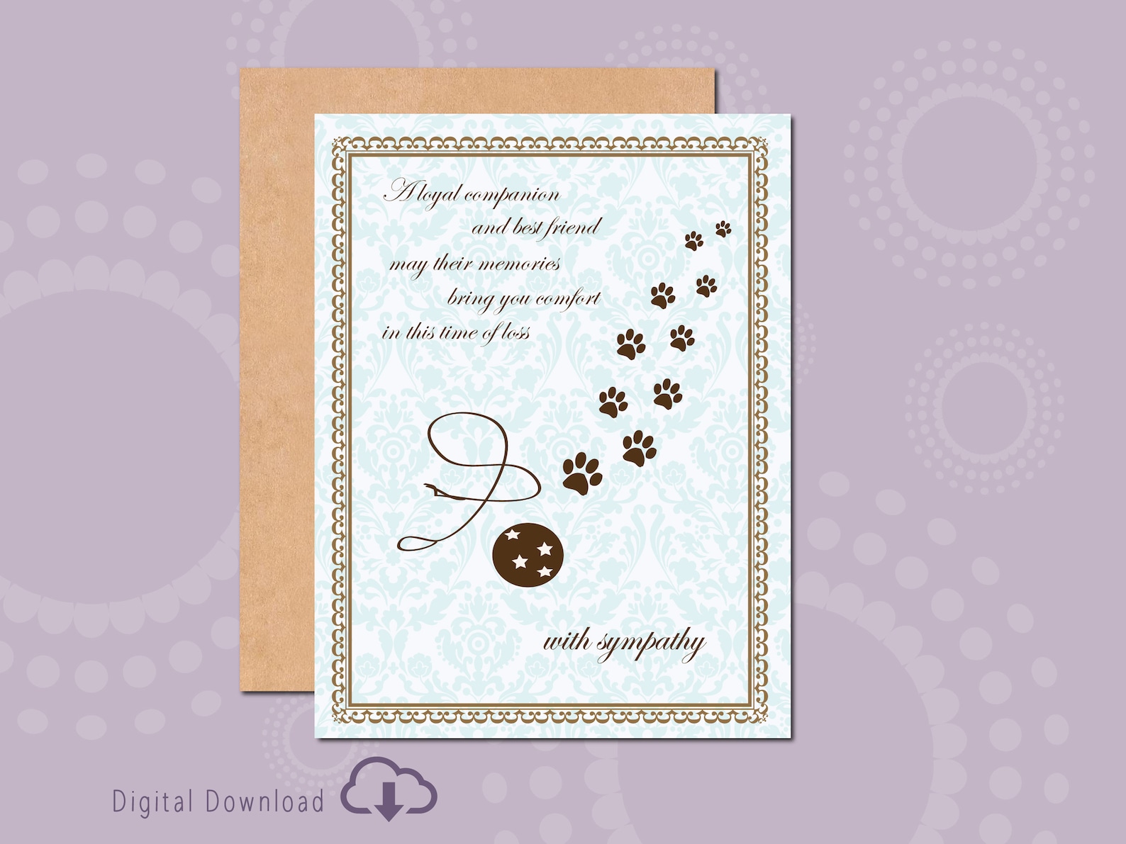 Printable Dog Sympathy Card Digital Card Dog Loss of Pet Printable ...