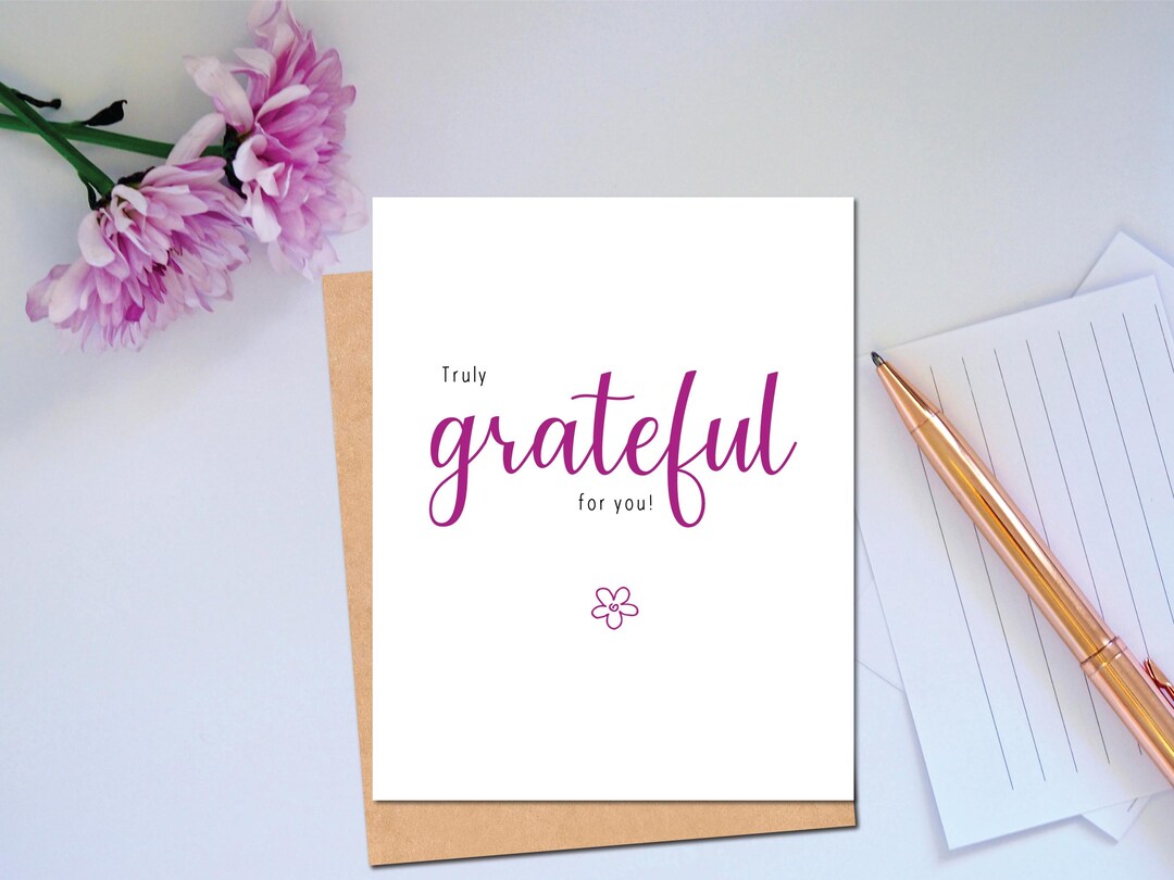 Grateful for You Card of Appreciation and Positive Thoughtful Card to ...