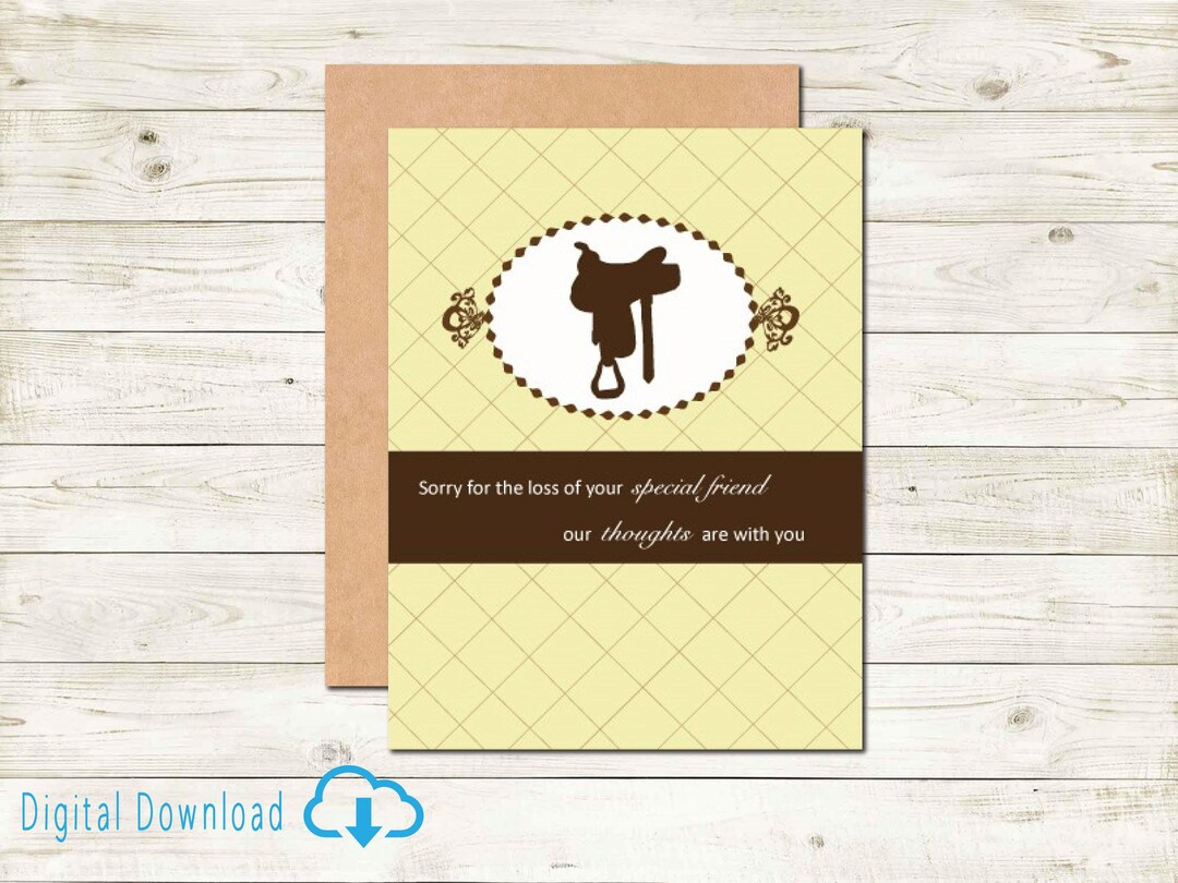 Horse Sympathy Card Printable Horse Loss Printable Loss of Pet Instant ...