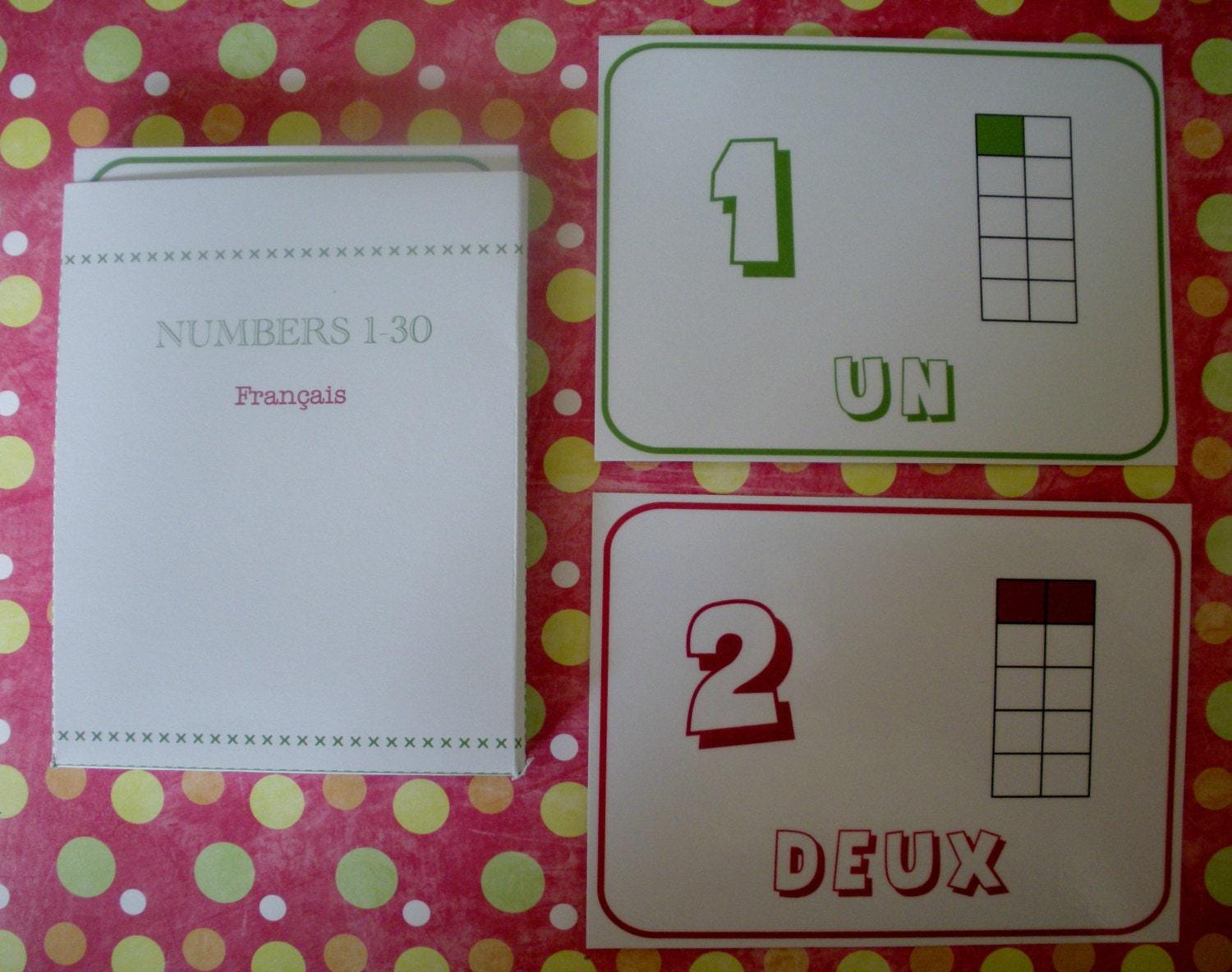 French Number Flash Cards Printable 1–30: Bilingual Primary Math Cards ...