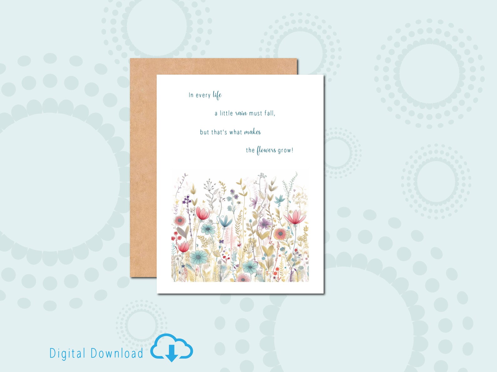 Printable Encouragement Card Digital Download Flowers Thoughtful Card ...