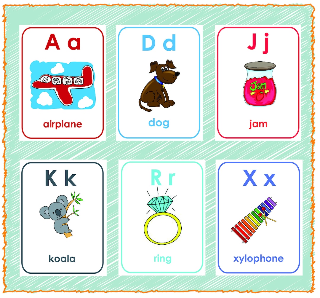English Alphabet Flash Cards - A-Z Educational Pre-school Early Learner Digital Download ...