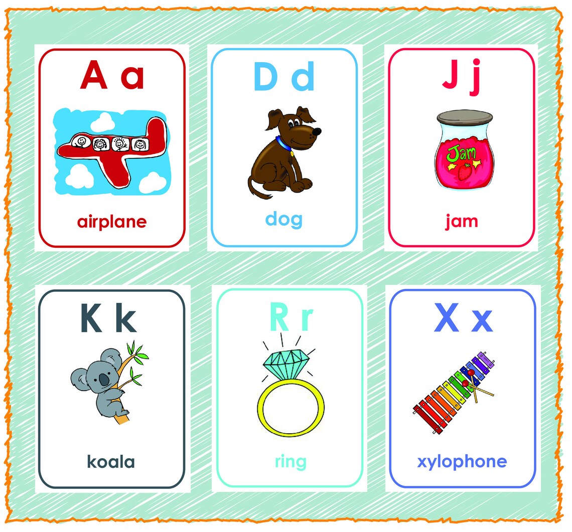 English Alphabet Flash Cards - A-Z Educational Pre-school Early Learner ...