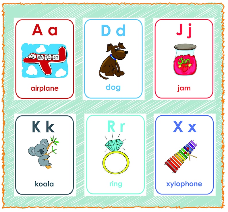 English Alphabet Flash Cards - A-Z Educational Pre-school Early Learner ...