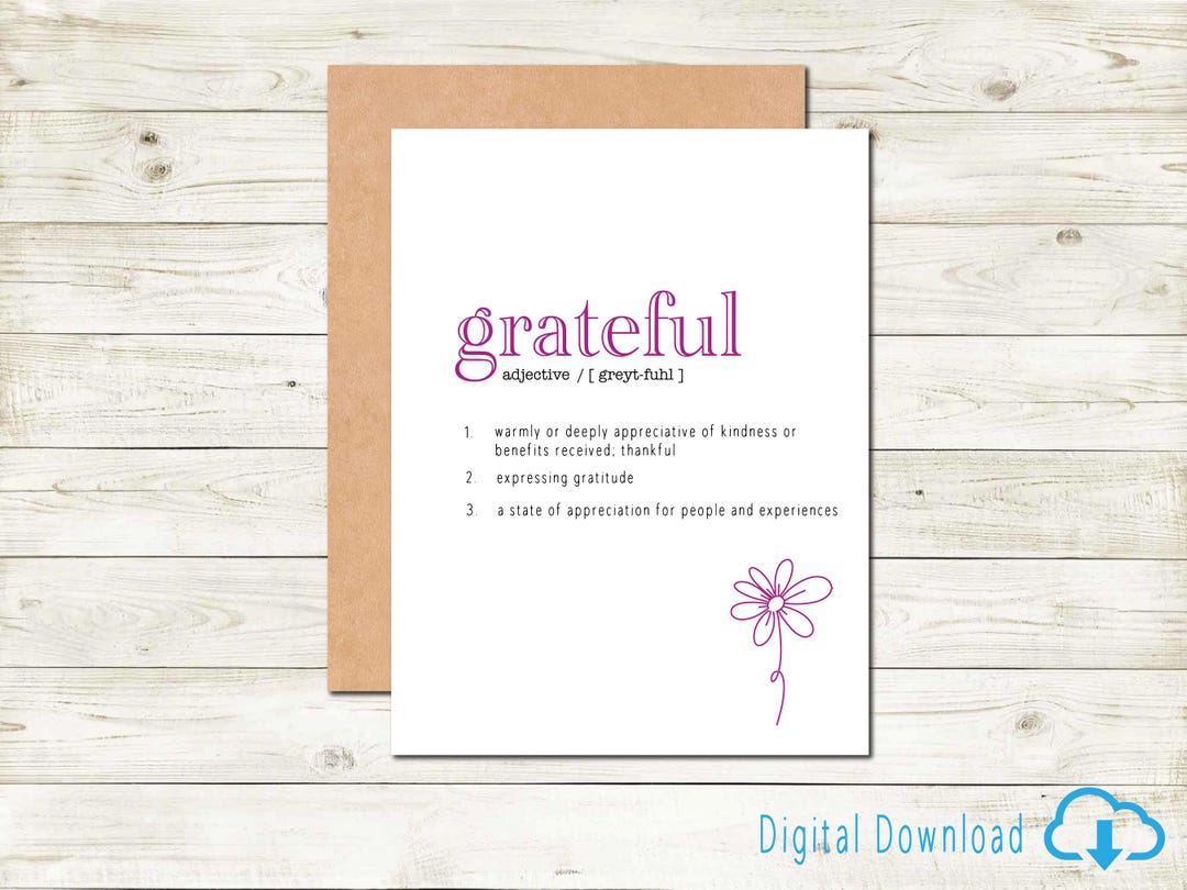 Printable Grateful Card to Show Appreciation or Kindness Card to Say ...