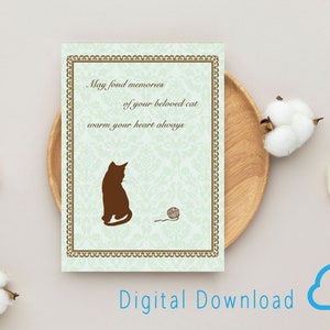 Printable Cat Sympathy Card Cat Loss of Pet Digital Download Loss of ...
