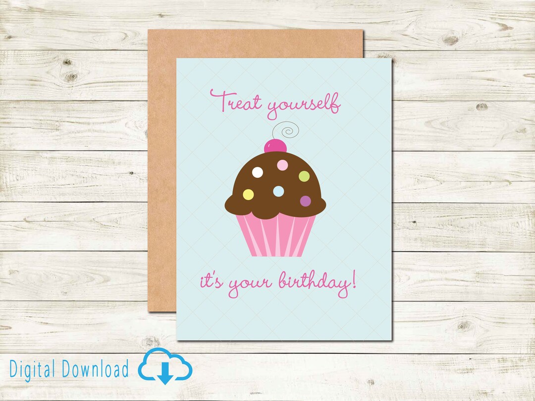 Printable Cupcake Birthday Card Digital Download Birthday Card for ...