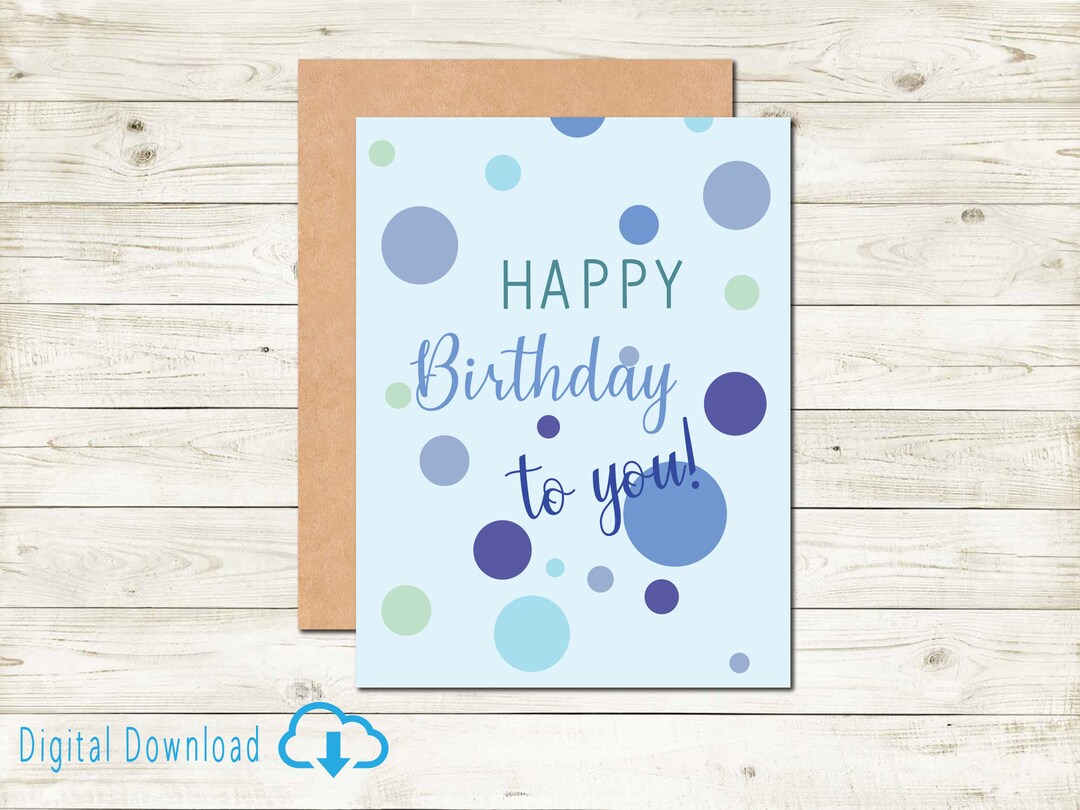Printable Happy Birthday to You Card Birthday Digital Download Birthday ...