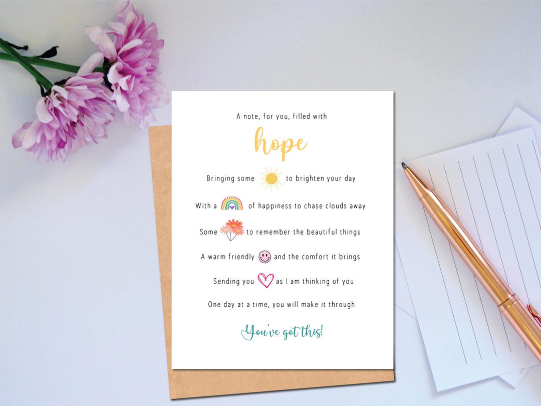 A Card of Hope Note for You Filled With Hope Card for Friend Support ...