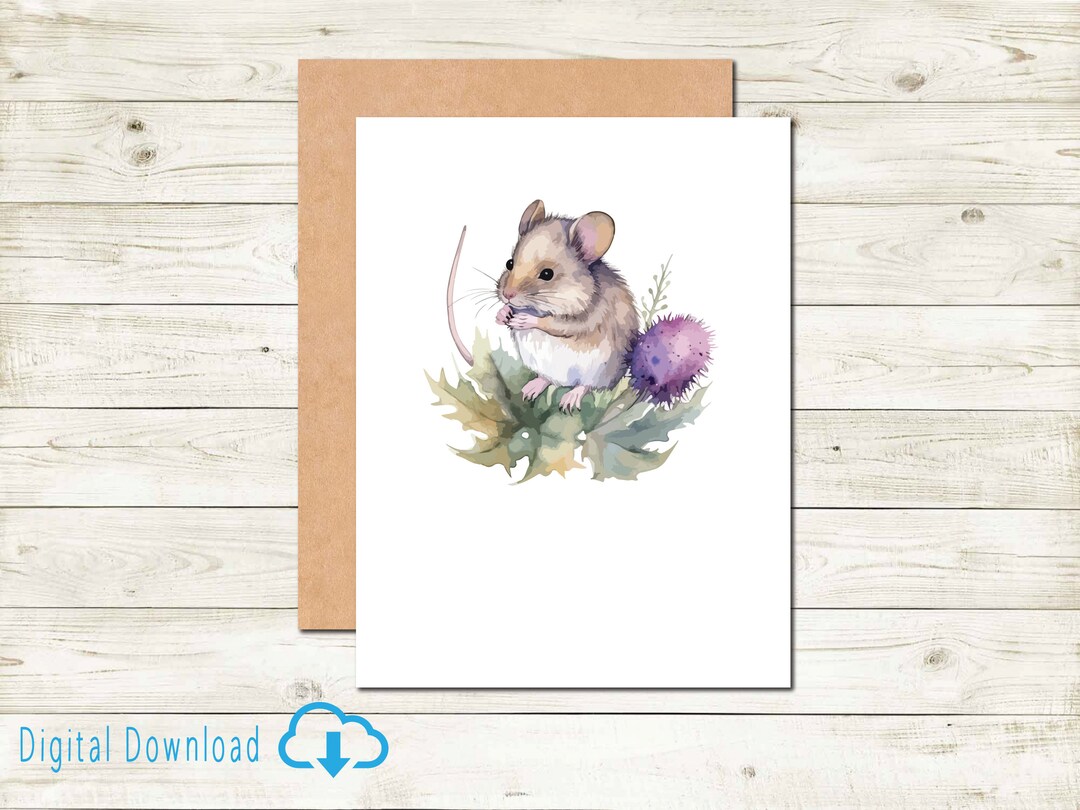 Woodland Series Mouse and Thistle Note Card for Any Occasion Stationery ...