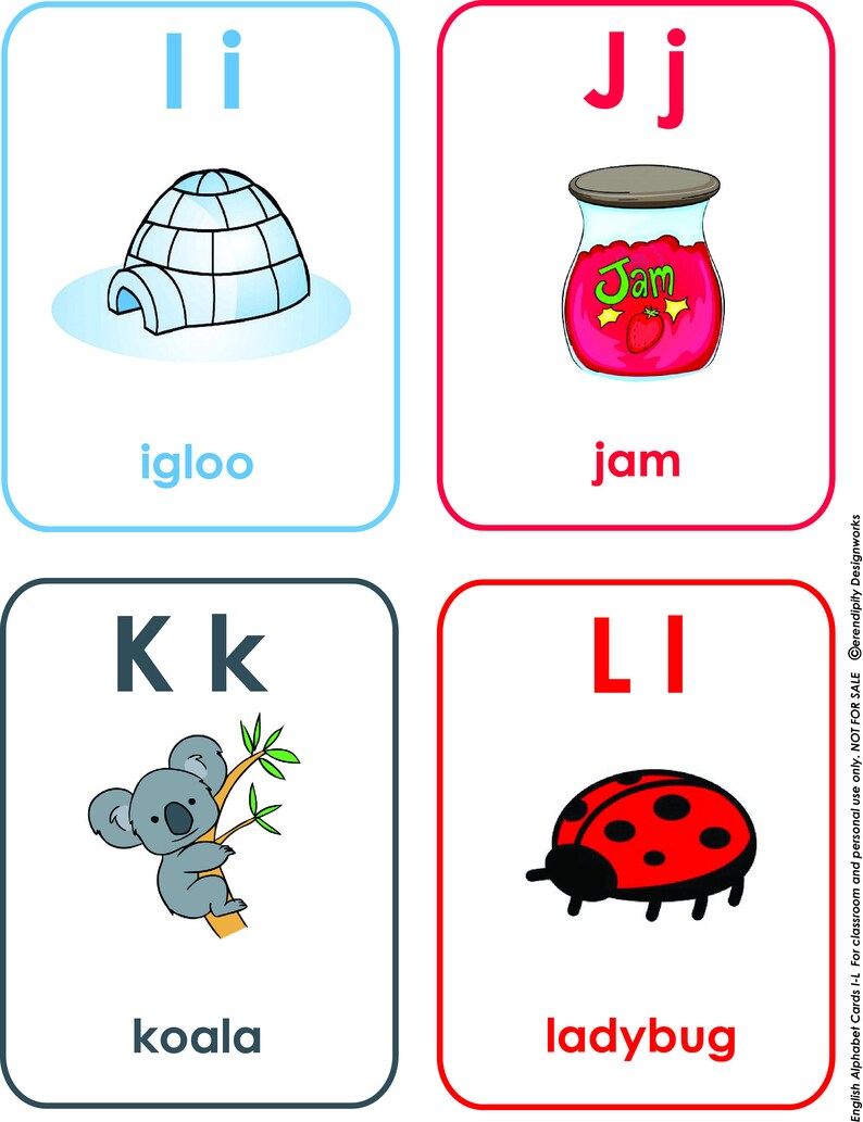 English Alphabet Flash Cards - A-Z Digital Download Fun to Learn ...