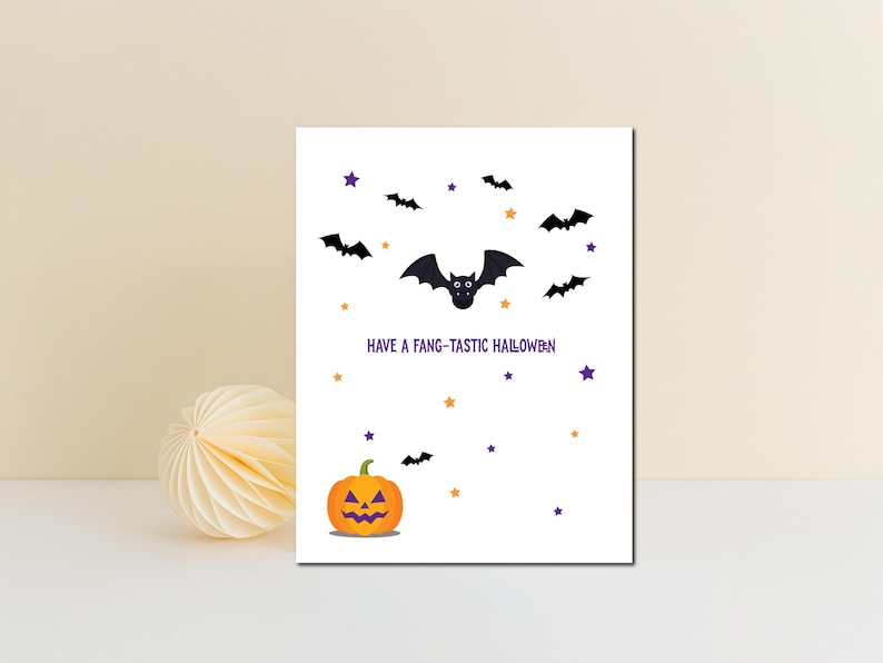 Halloween Card Pun Halloween Card Have a Fang-tastic Halloween With ...