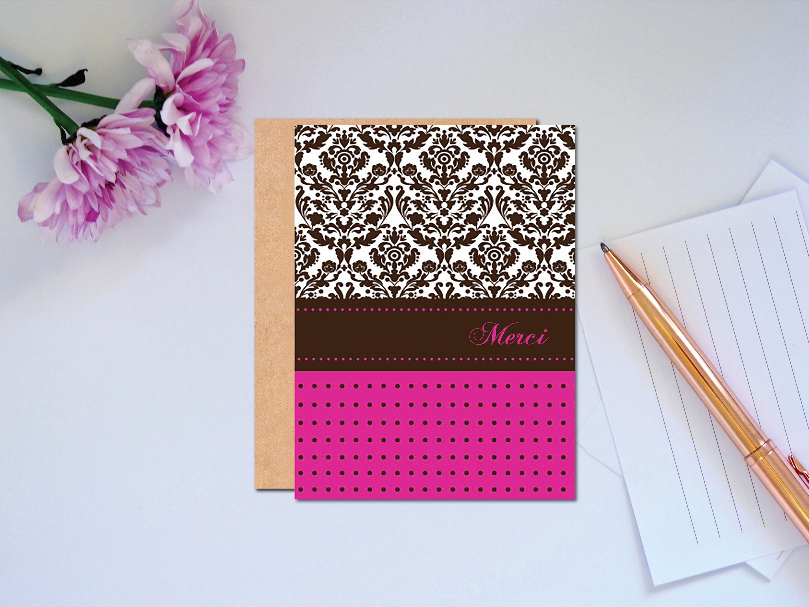 Merci Thank-you Card in French Card Merci Card for Teacher or Friend ...