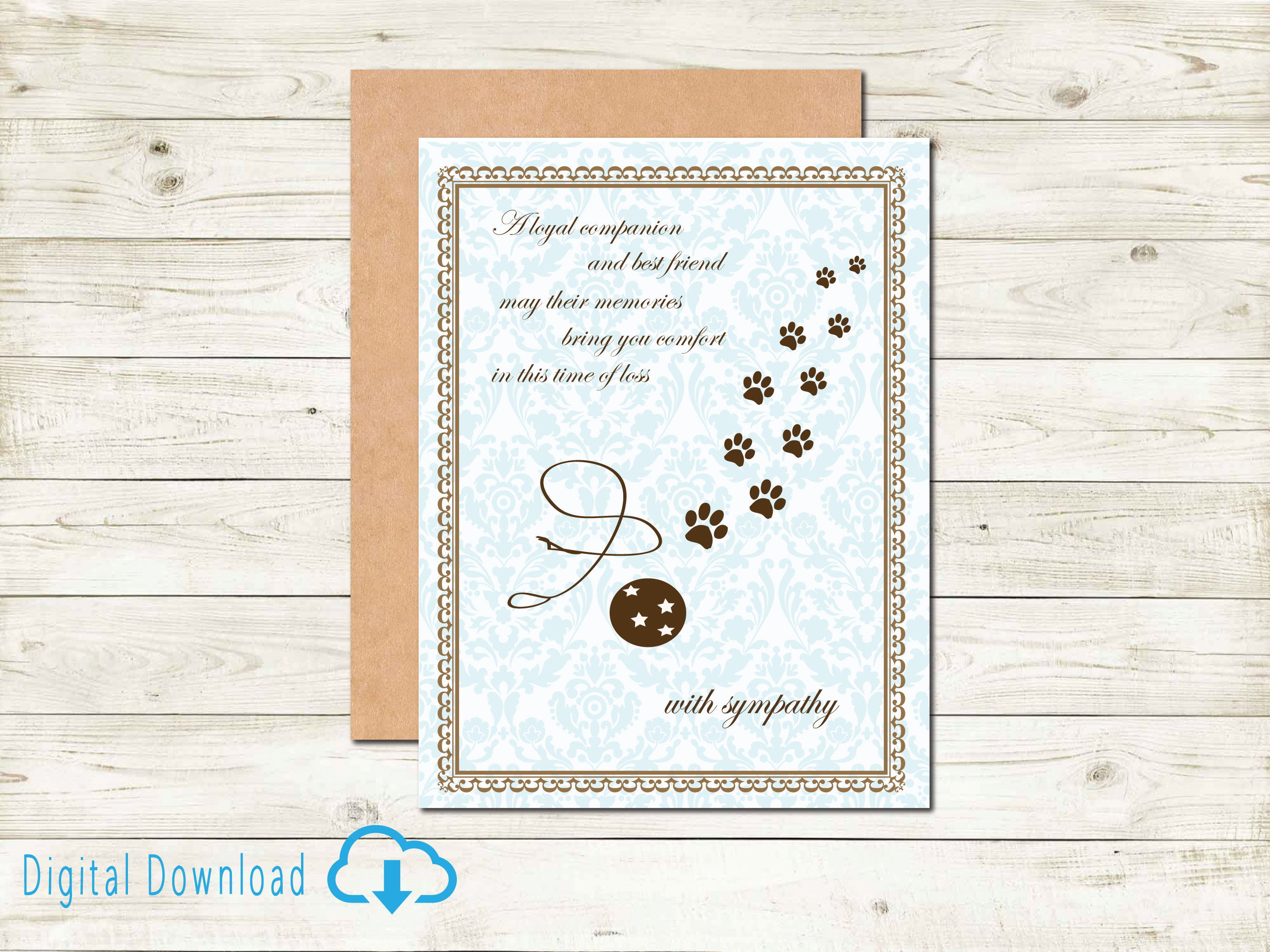 Printable Dog Sympathy Card Digital Card Dog Loss of Pet Printable ...