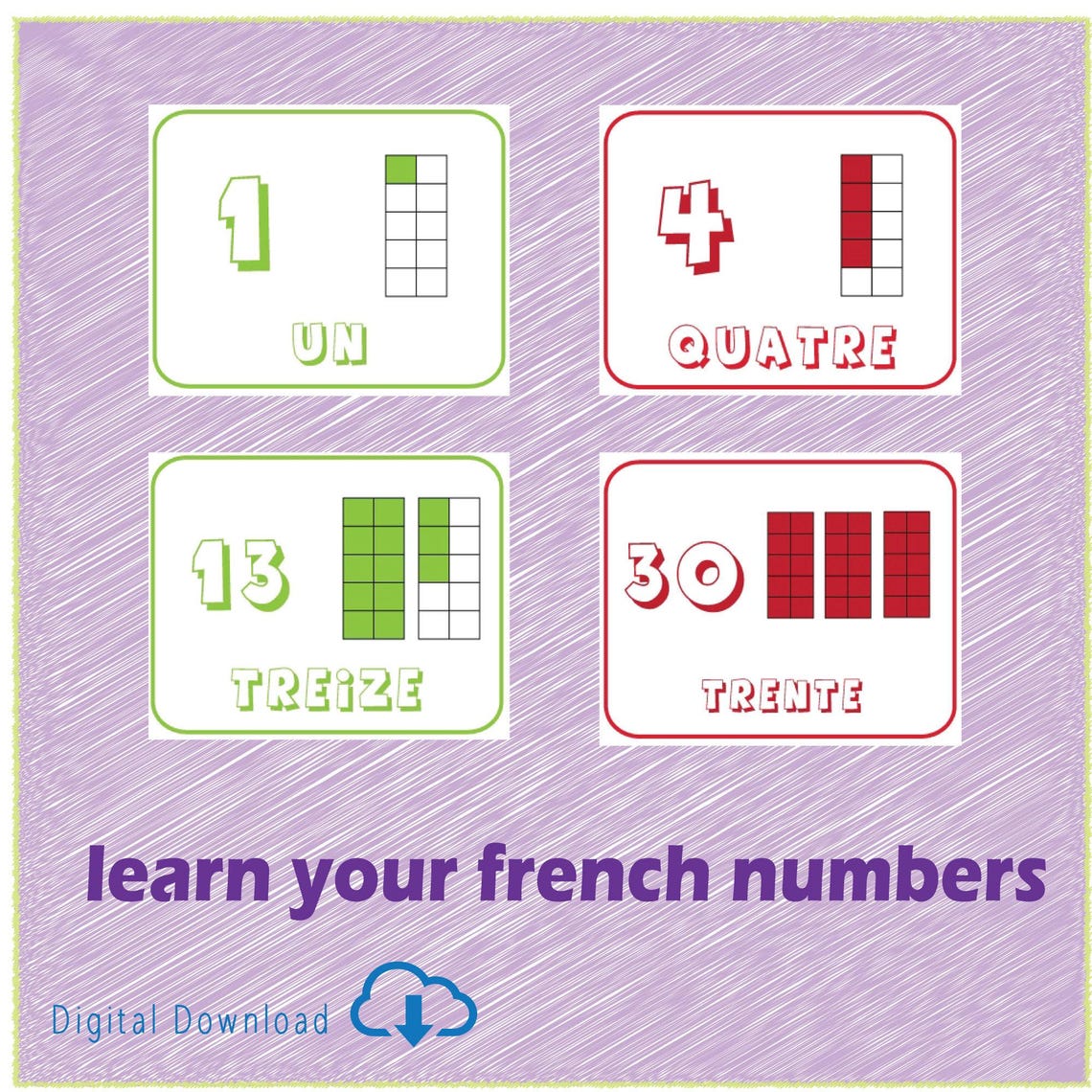 French Number Flash Cards Printable 1–30: Bilingual Primary Math Cards ...