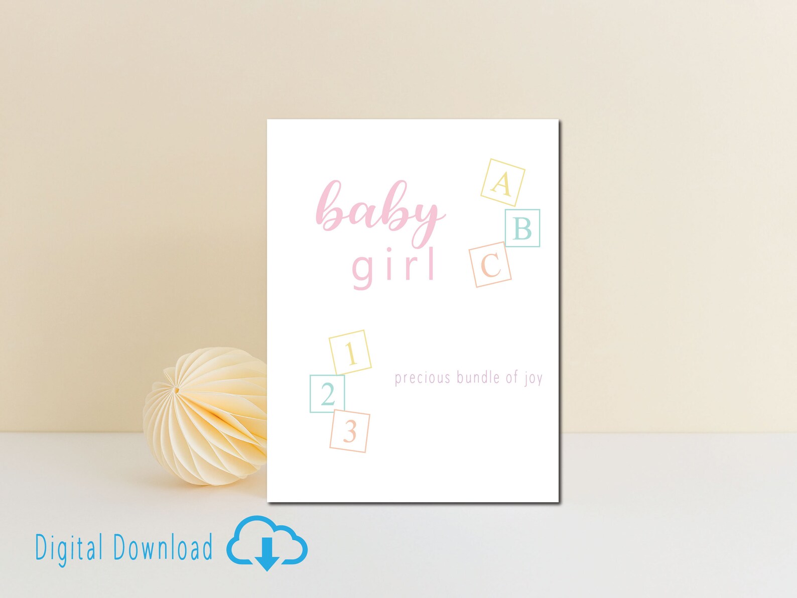 Printable Baby Girl Card New Baby Congratulations Card Newborn Baby ...