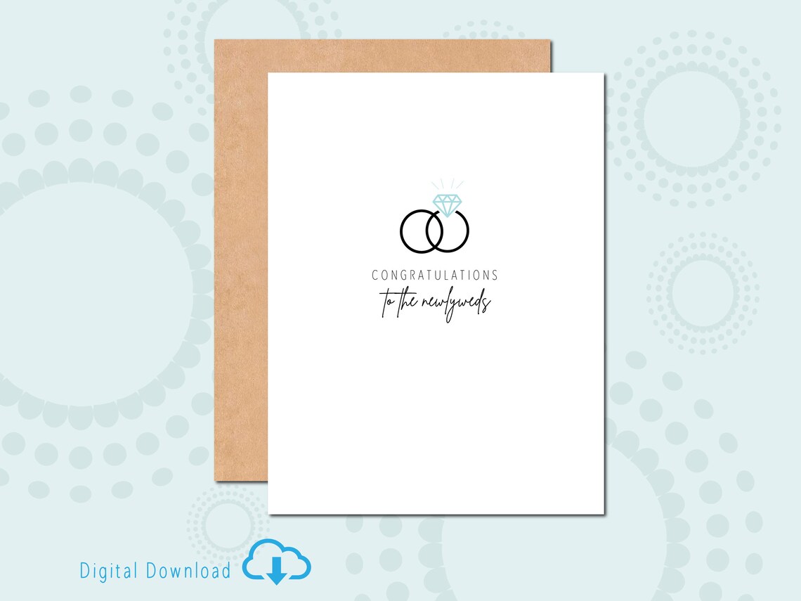 Printable Wedding Congratulations Card Digital Download Card for Couple ...